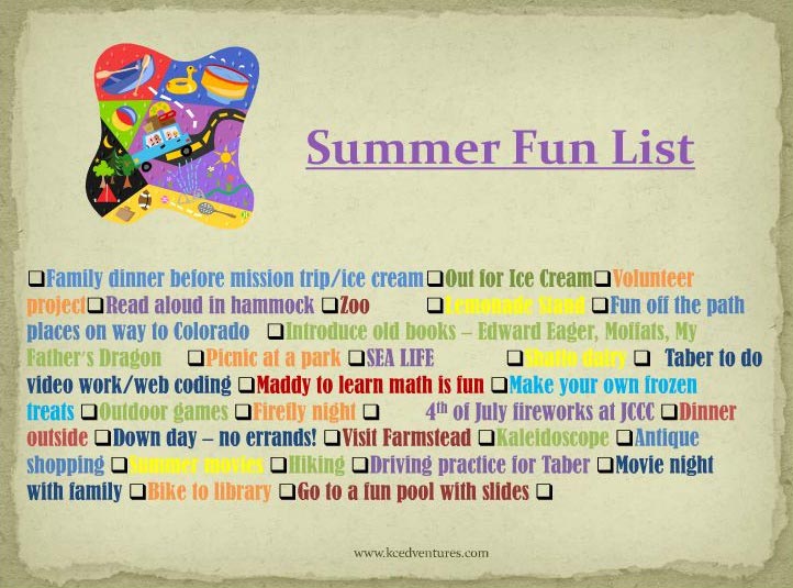 Create a Summer Fun List - KC Edventures