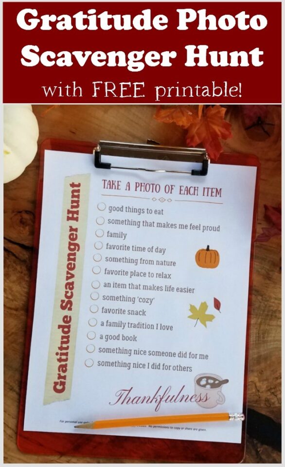 Gratitude Scavenger Hunt | FREE printable