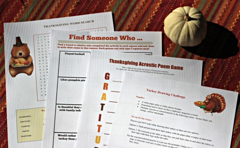 10 Printable Thanksgiving Games for Adults and Kids