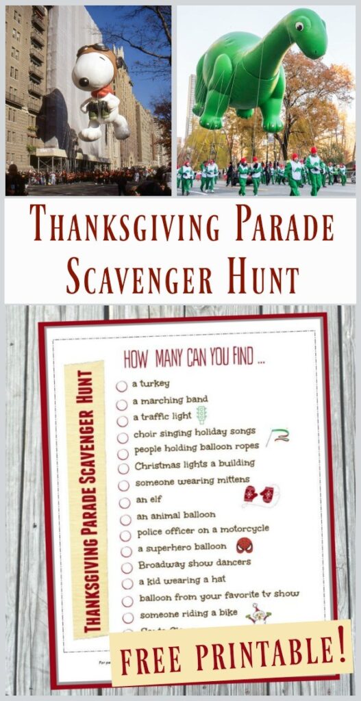 FREE printable Thanksgiving Parade Scavenger Hunt