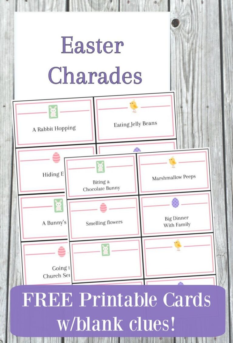 Easter Charades for Kids & Adults with FREE Printable Cards