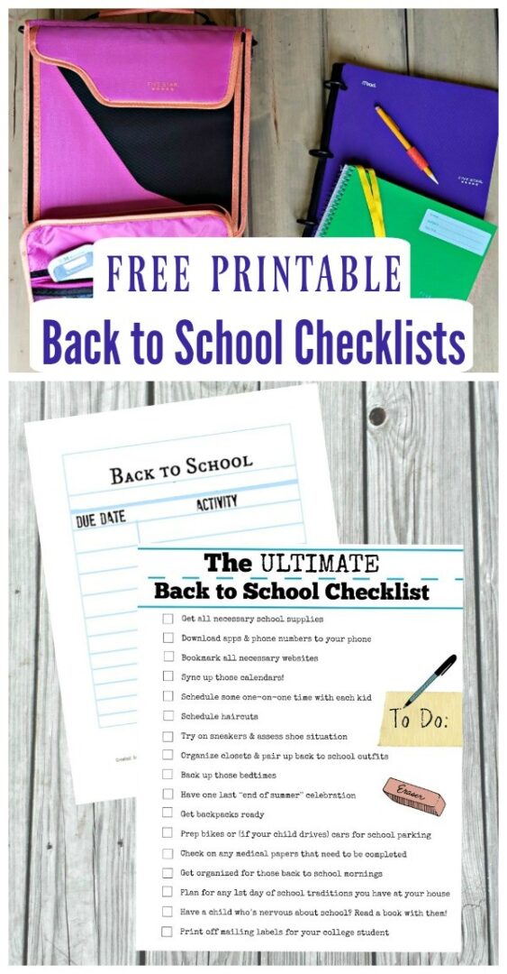 FREE Back to School Checklist printable