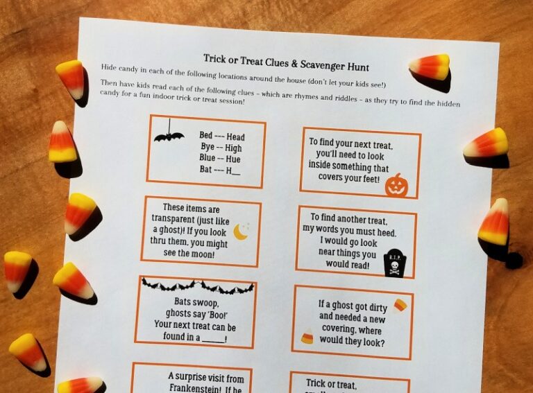 Indoor Halloween Scavenger Hunt | FREE printable